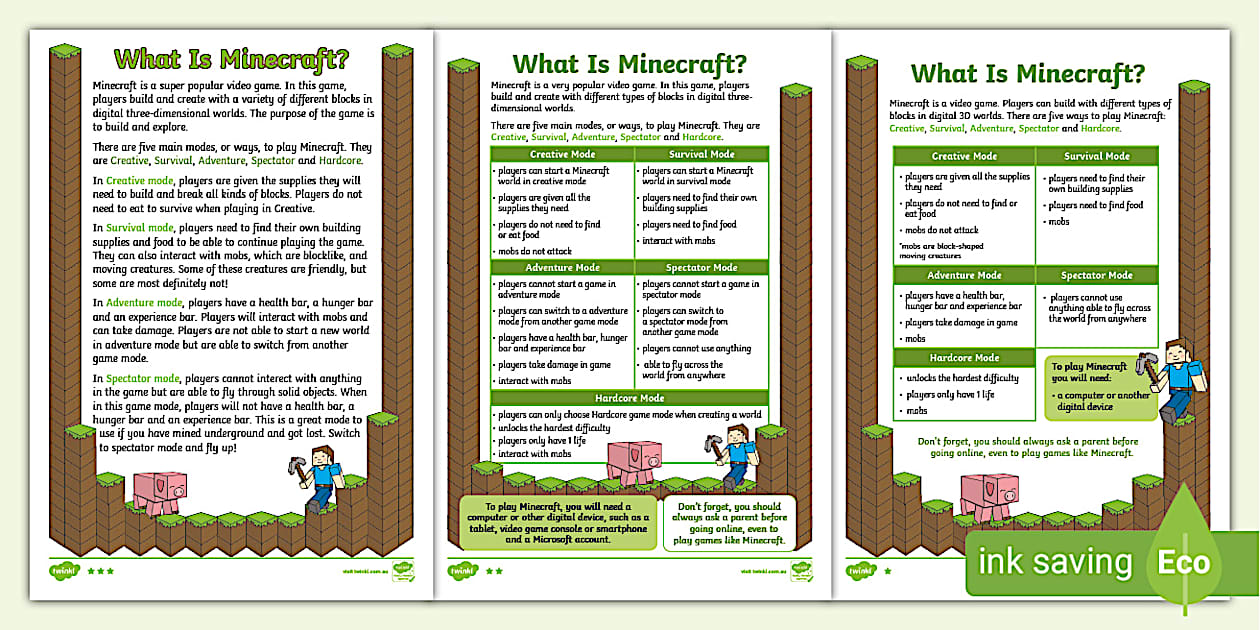 Minecraft Reading Comprehension Worksheet | Twinkl Primary