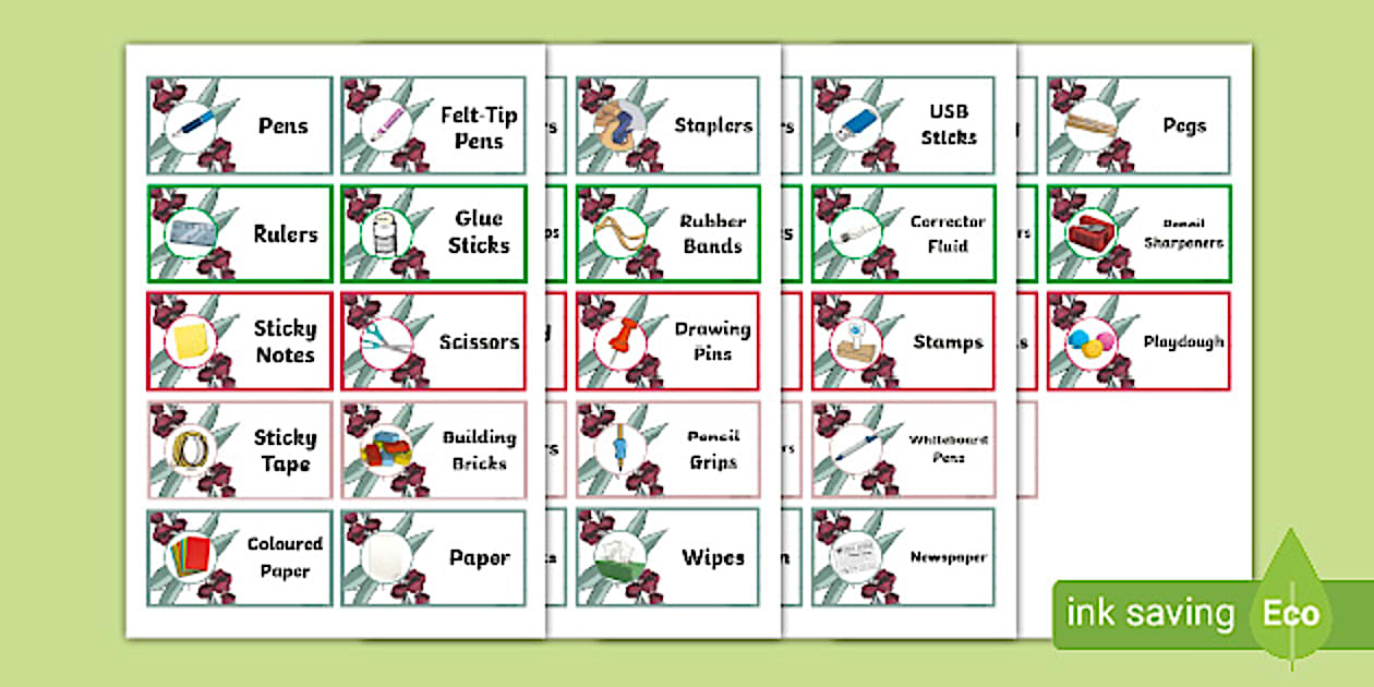 Eucalyptus Drawer Labels (teacher made) - Twinkl