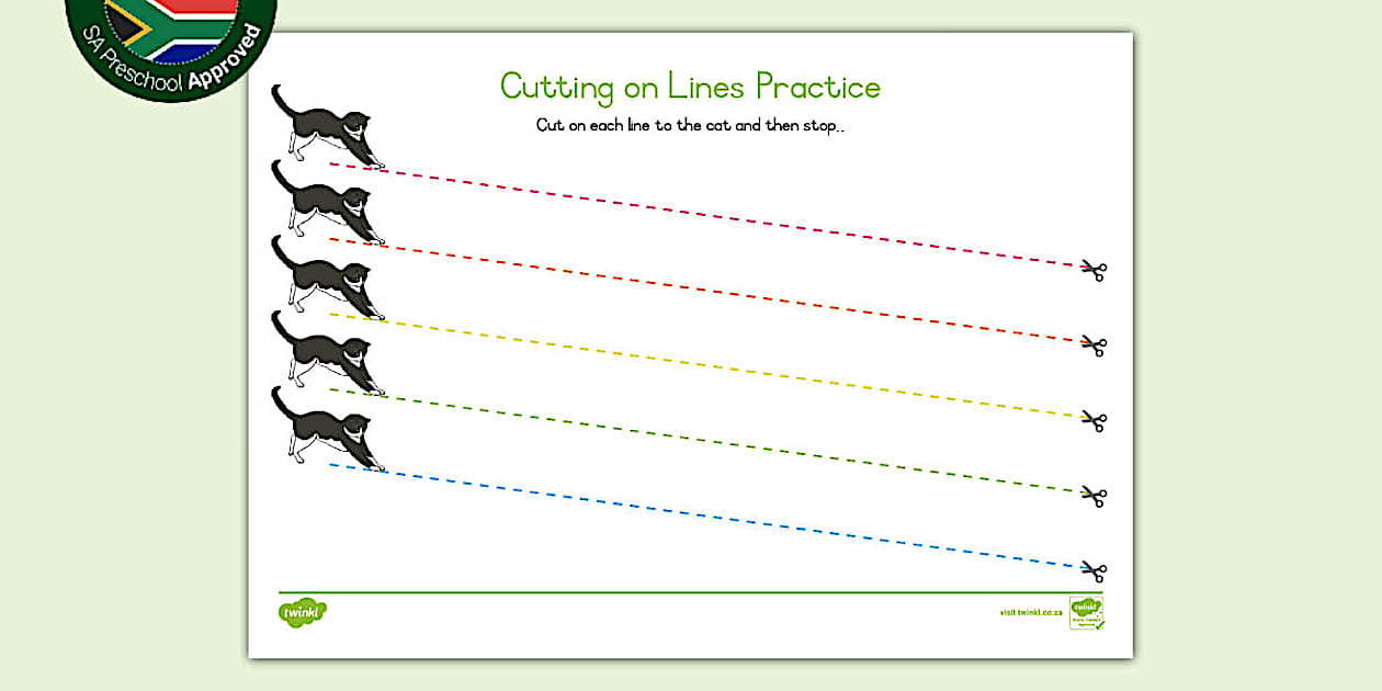 Preschool- Cutting on Lines - Diagonally Right to Left