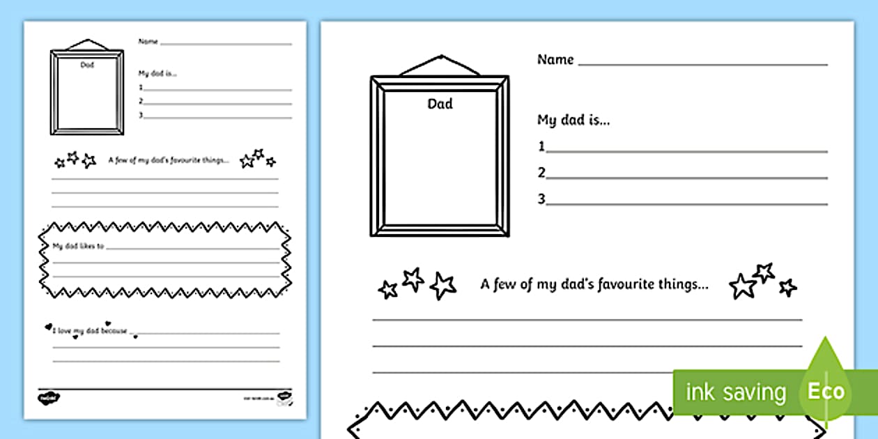 Father's Day About My Dad Writing Frame