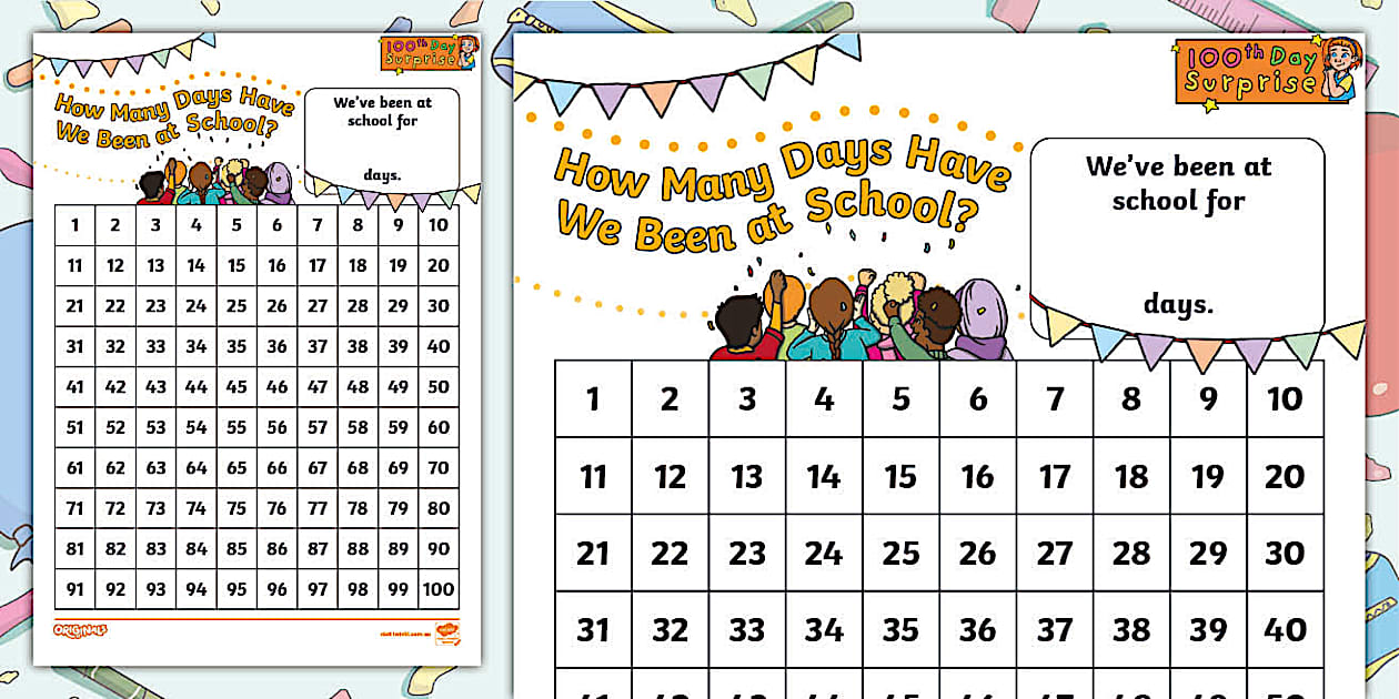 100th Day Surprise – 100 Days Tracking Chart - Twinkl