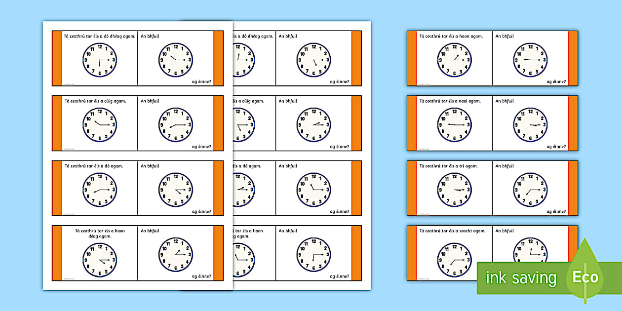 Time, Quarter Past Loop Cards - Gaeilge - Requests - Twinkl