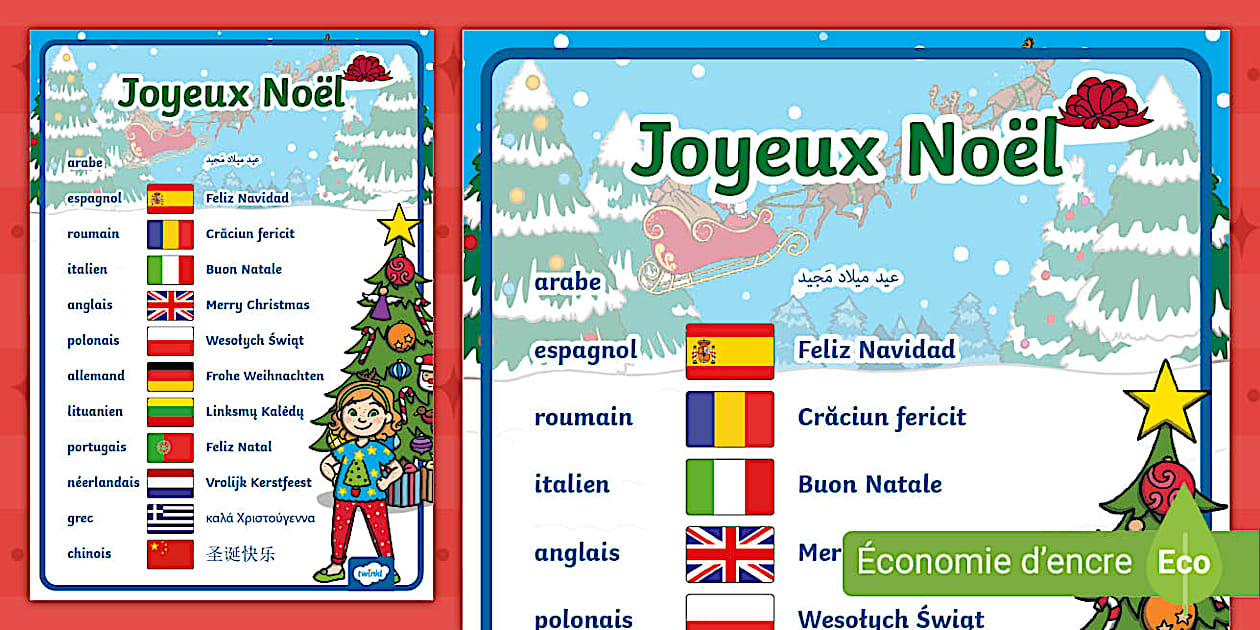 Noël dans toutes les langues - poster - Twinkl