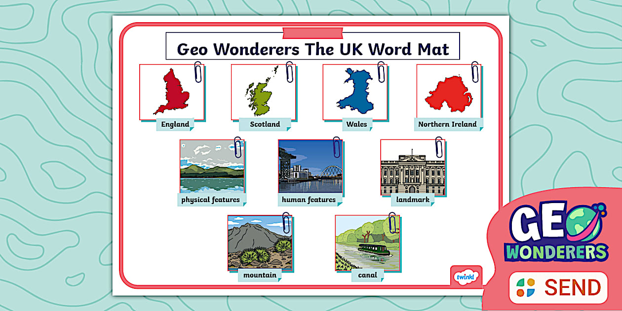 Geo Wonderers KS1 The UK Pictorial Word Mat Lesson Four