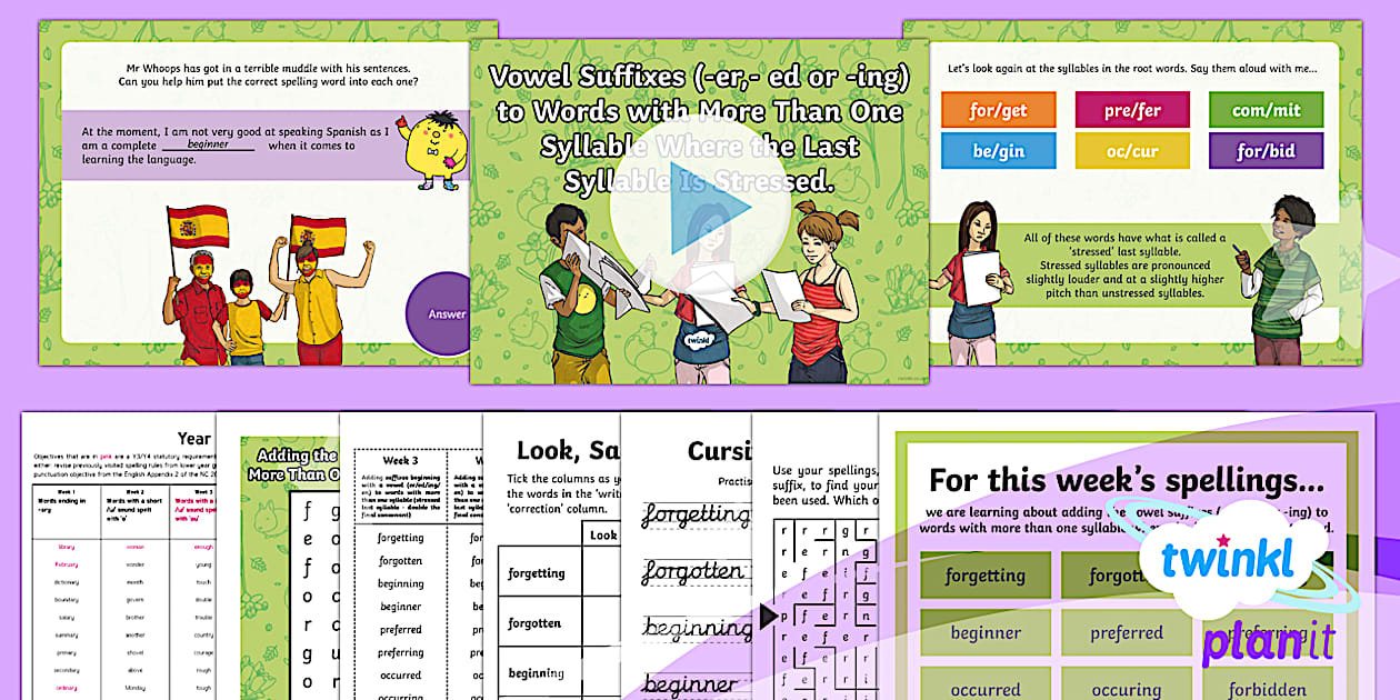 PlanIt Y3 Term 2A W3: Adding suffixes beginning with a vowel (er/ed/en ...