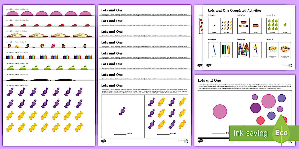 Workstation: 'Lots' and 'One' Activity Pack (teacher made)