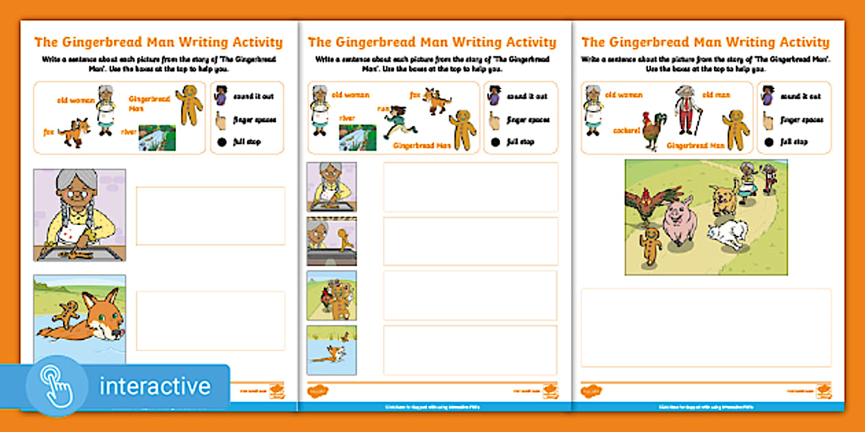 Interactive PDF: The Gingerbread Man Early Writing Activities