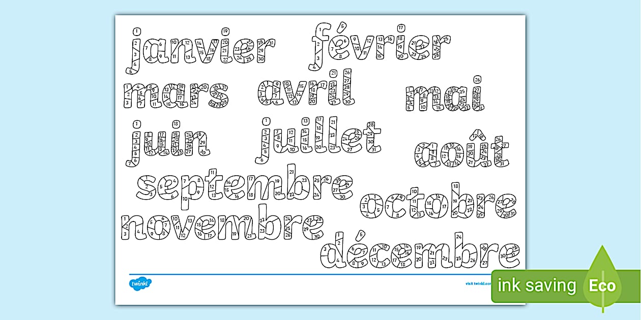 👉 Colour-In French Calendar Activity Sheet (Teacher-Made)