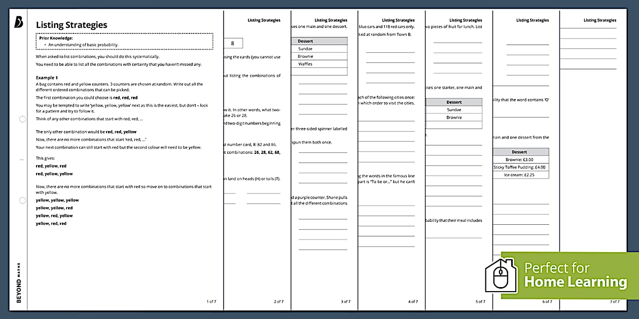 👉 Listing Strategies KS4 Walkthrough Worksheet | Beyond