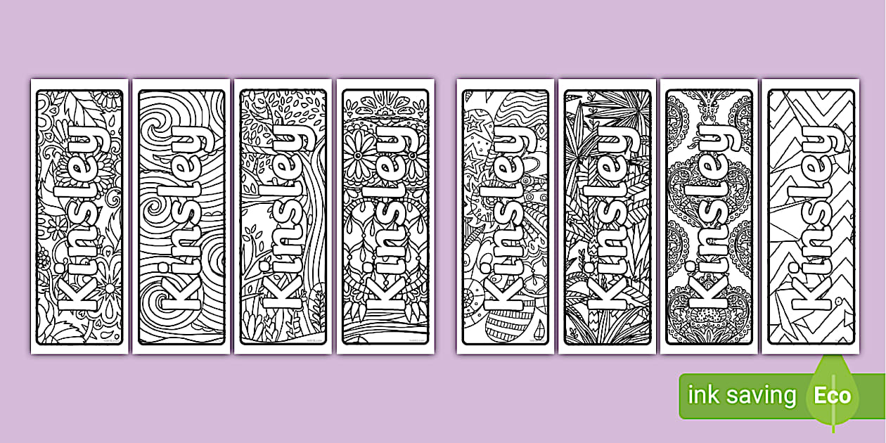 Kinsley Mindfulness Name Colouring Bookmarks | Bookmarks