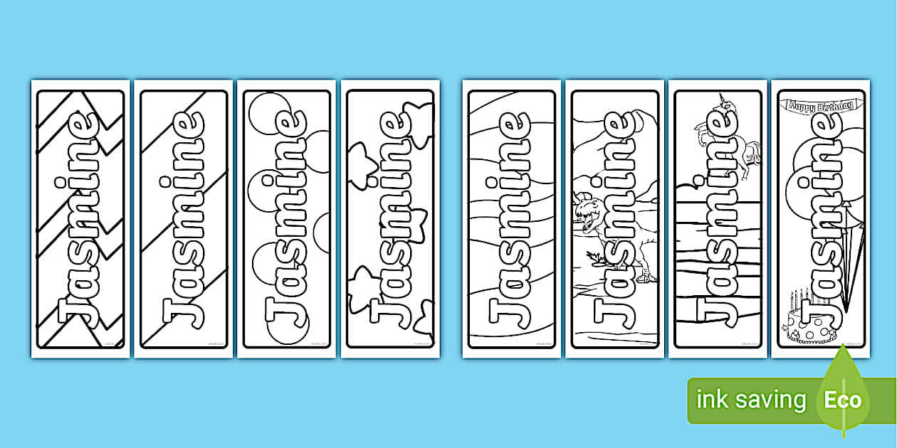 Jasmine Name Simple Colouring Bookmarks (Teacher-Made)