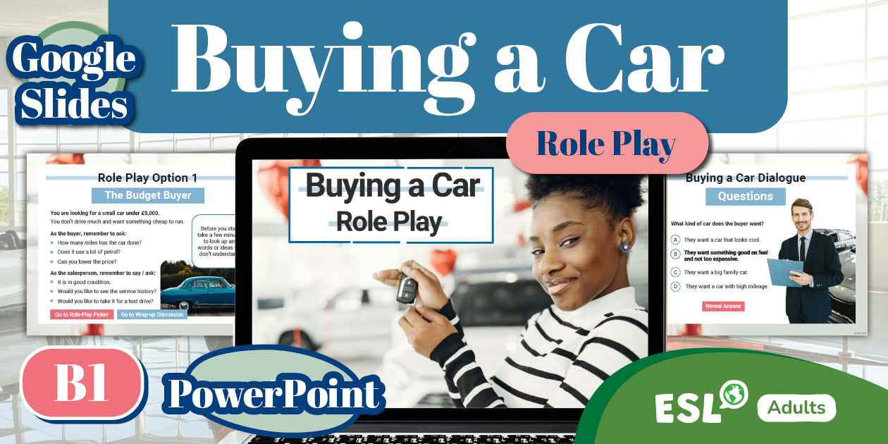 ESL PowerPoint: Buying a Car Role Play – ideal for B1 Adults