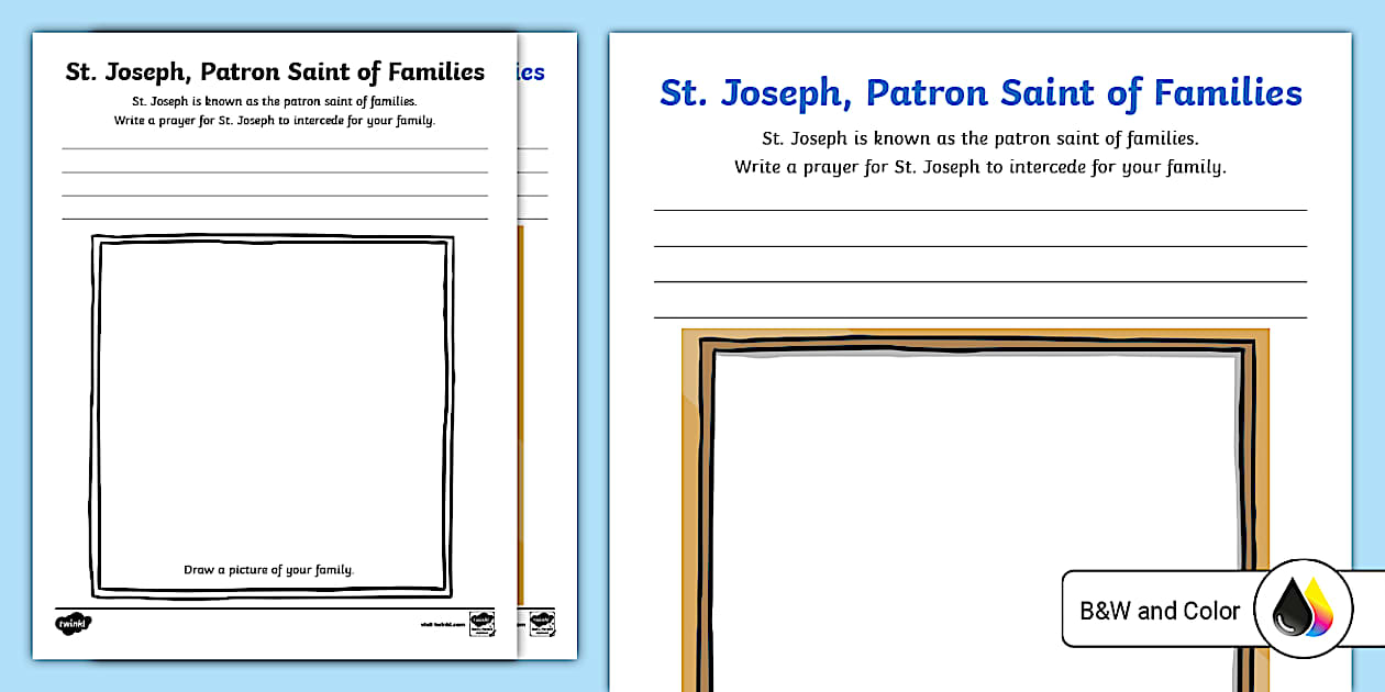 St. Joseph Patron Saint of Families Worksheet - Twinkl