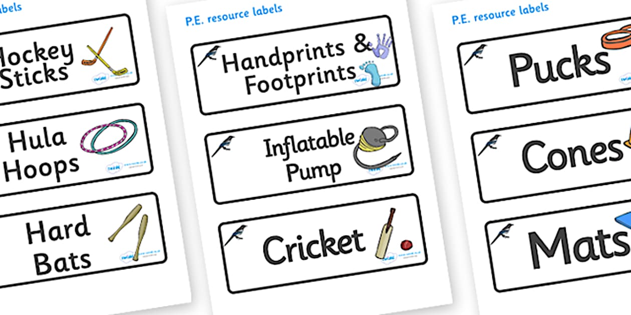 Magpie Themed Editable PE Resource Labels (Teacher-Made)