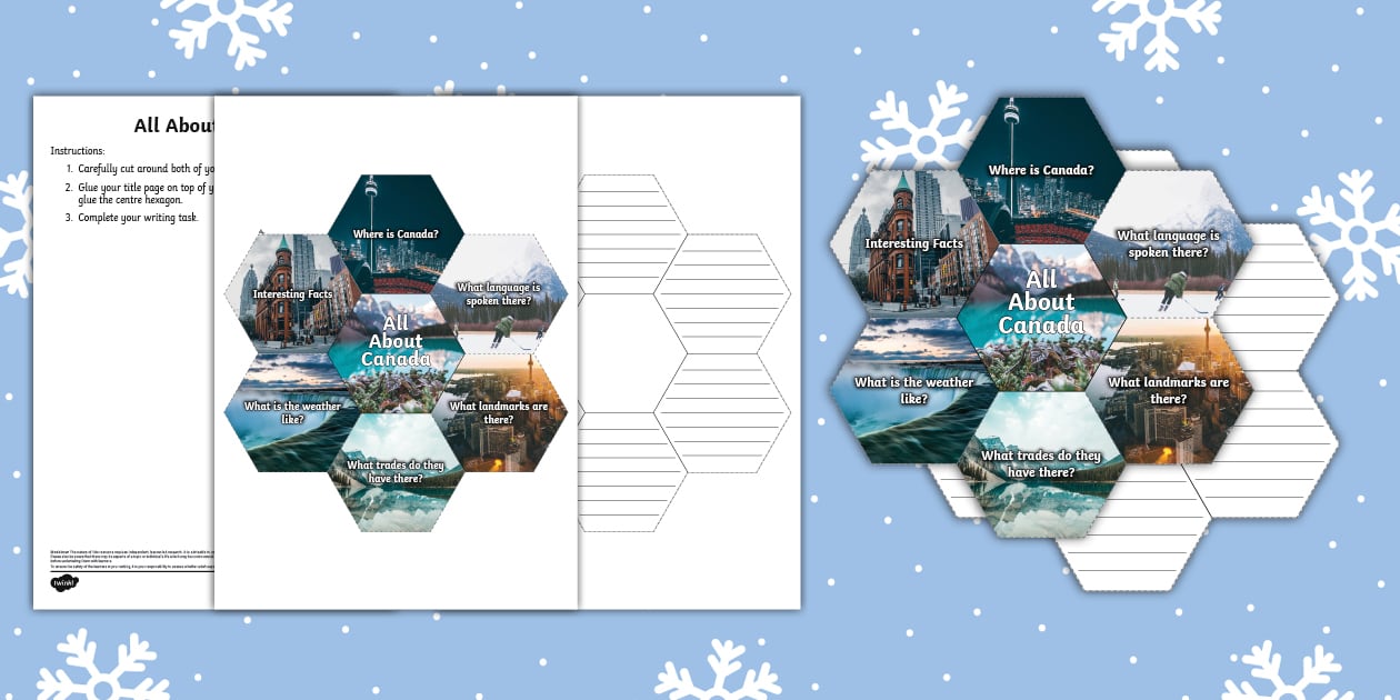 All About Canada Hexagon Writing Template - Twinkl