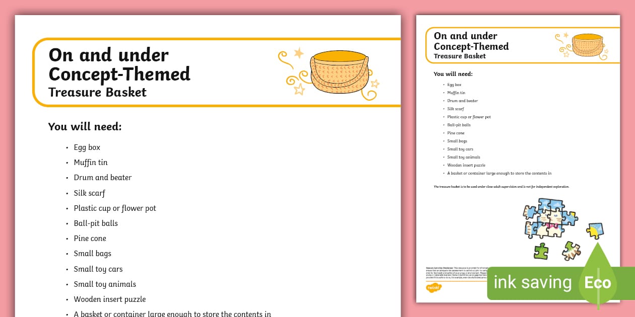 On and Under Concept Treasure Basket Ideas - Twinkl