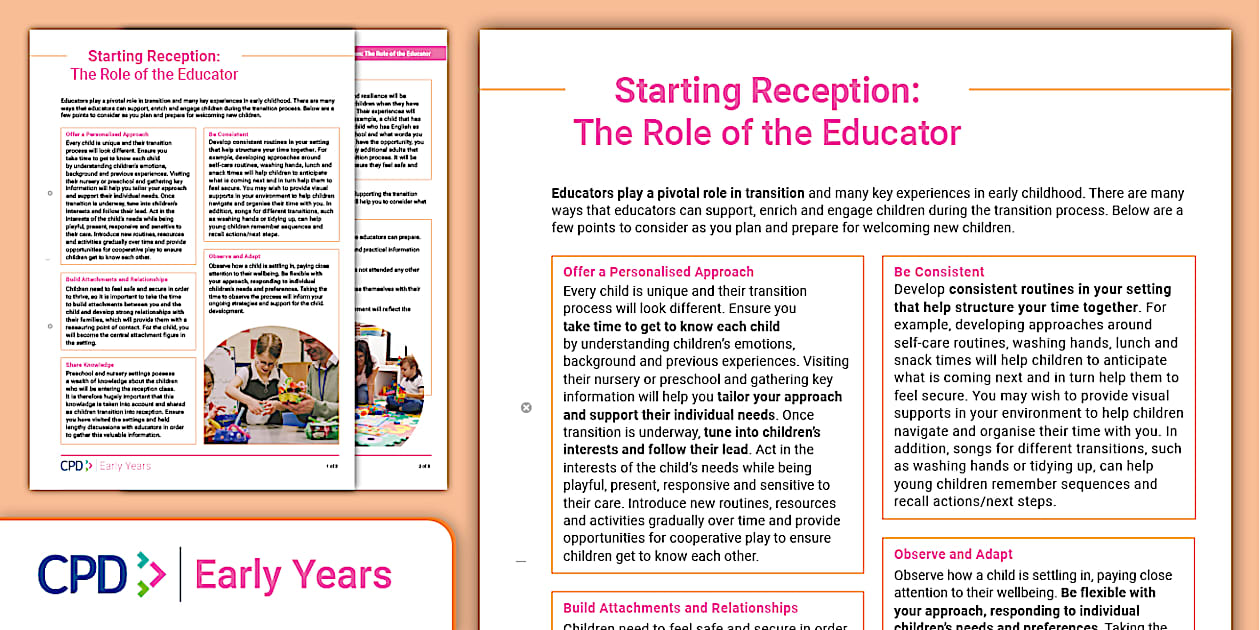 Starting Reception | The Role of The Educator | Handout