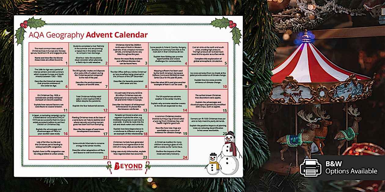 KS4 AQA Geography Revision Advent Calendar | Beyond - Twinkl