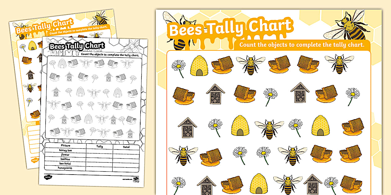 👉 Bees-Themed Tally and Count Activity Sheet - Twinkl