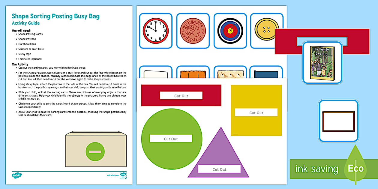 Shape Sorting Posting Busy Bag Resource Pack for Parents