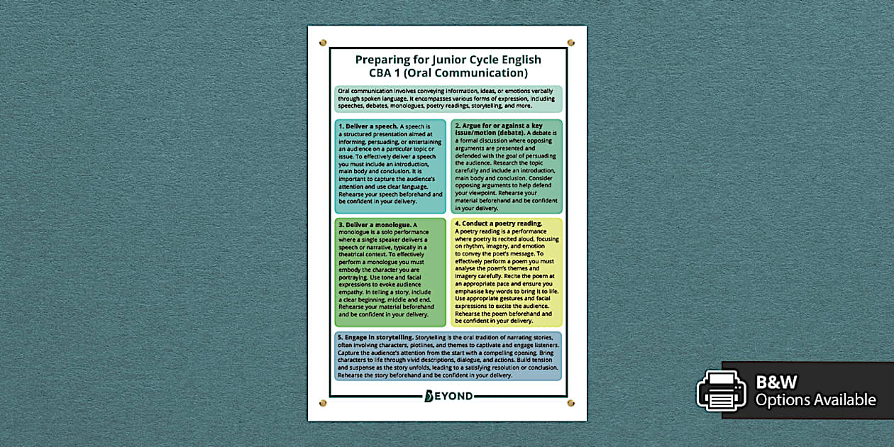English CBA 1 Information Sheet | Twinkl Ireland