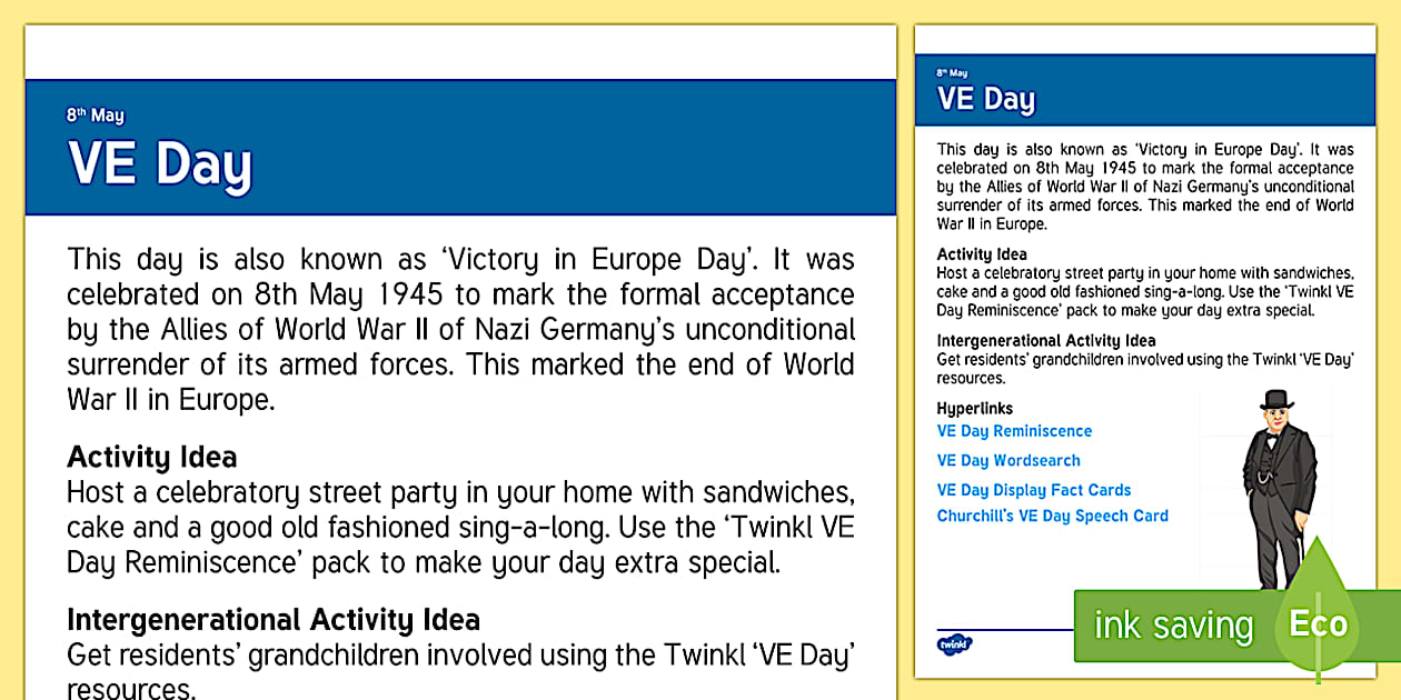 VE Day Adult Guidance - Twinkl