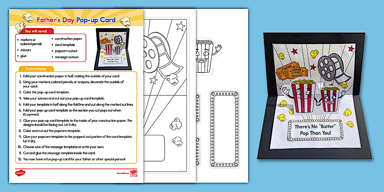 Father's Day Pop-up Card Craft (teacher made) - Twinkl