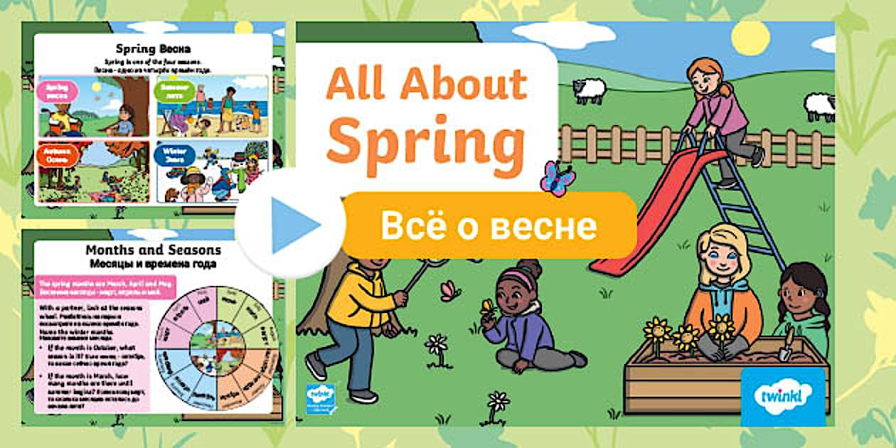 All about Spring Powerpoint with Russian Translations. Всё о весне.