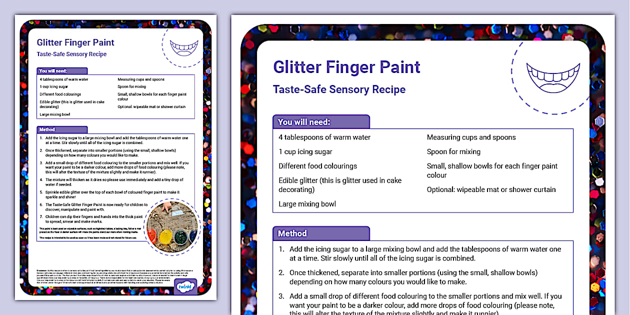 Taste-Safe Glitter Finger Paint Sensory Recipe | Twinkl