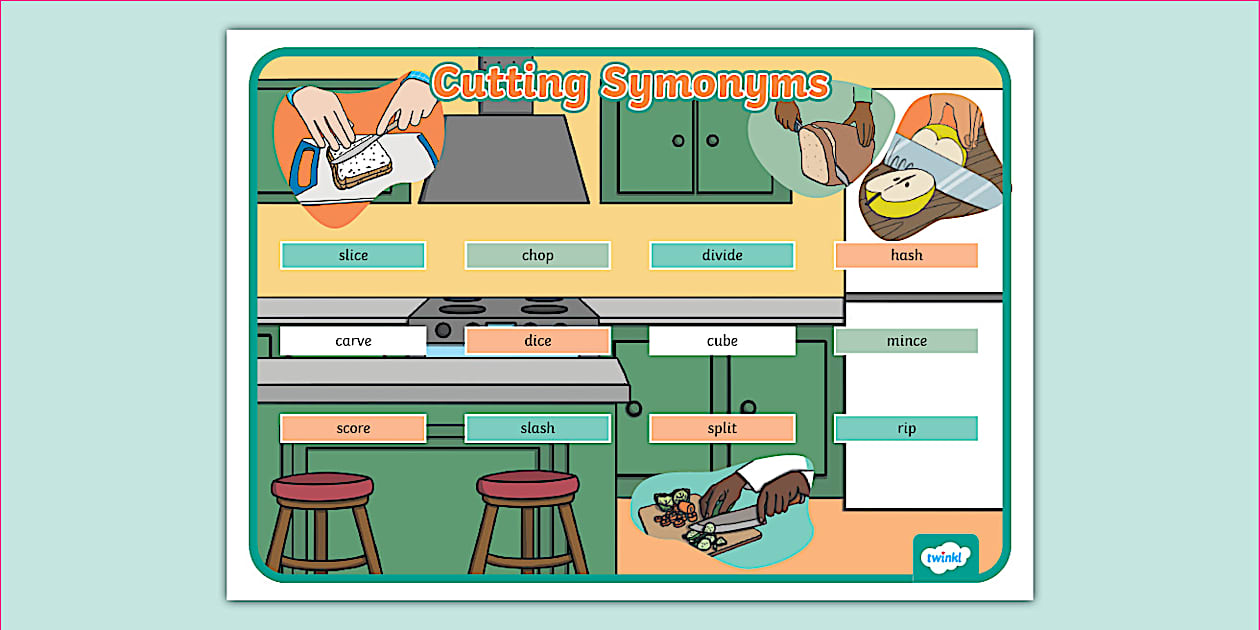 Cutting Vocabulary Word Mat (teacher made) - Twinkl
