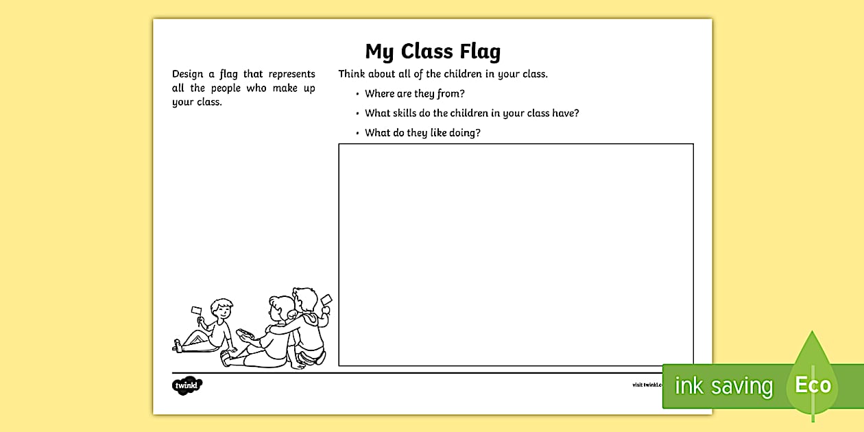 My Class Flag Worksheet / Worksheet (teacher made) - Twinkl