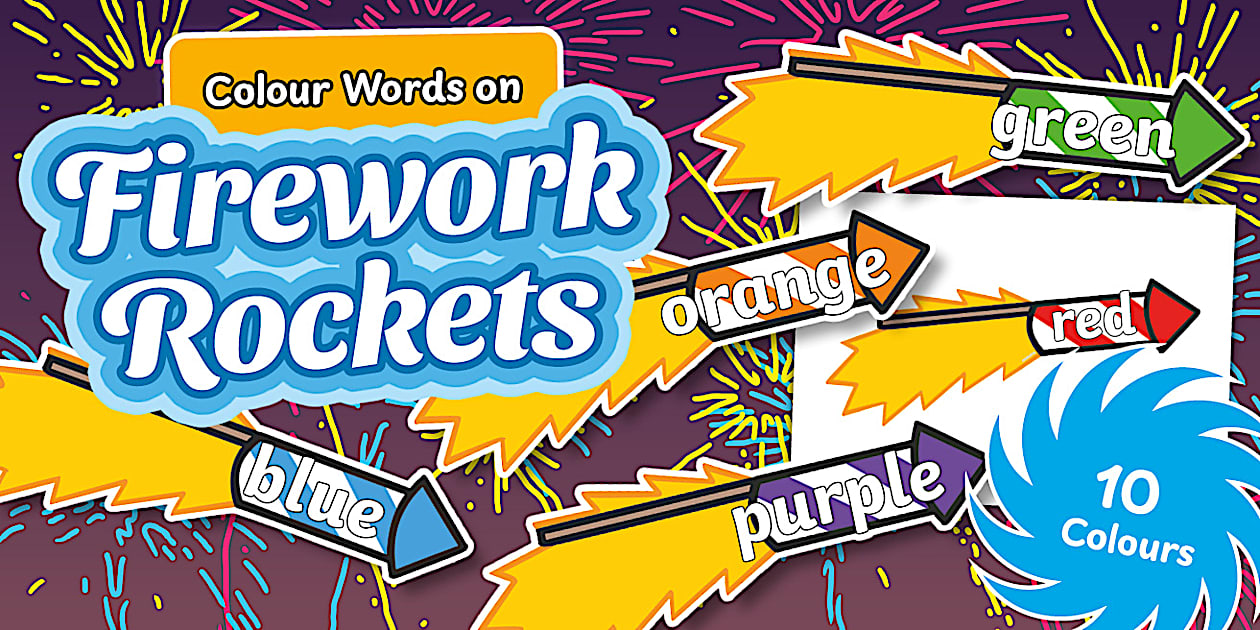 Color Words on Firework Rockets