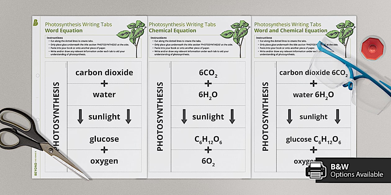 Photosynthesis Writing Tabs (teacher made) - Twinkl