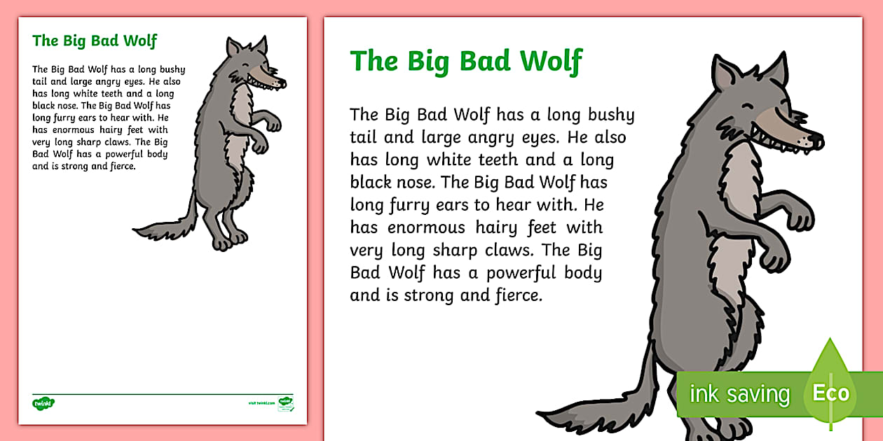 Editable The Big Bad Wolf Literary Description Writing Sample
