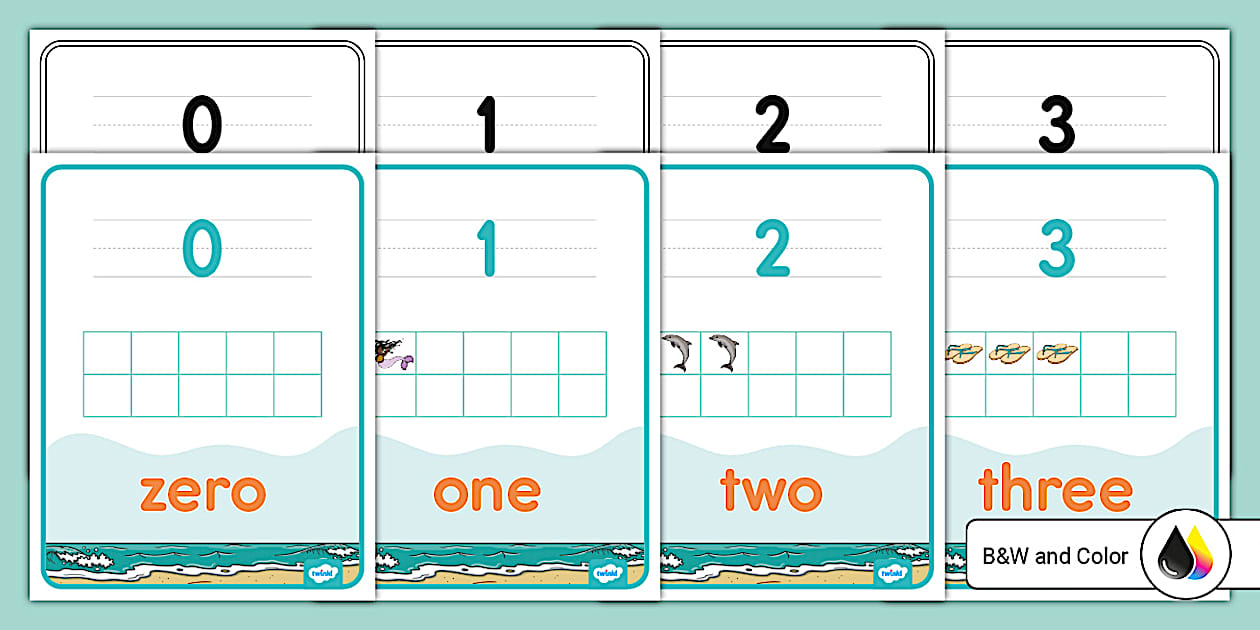 Beach Theme Numbers 0-20 Posters (teacher made) - Twinkl