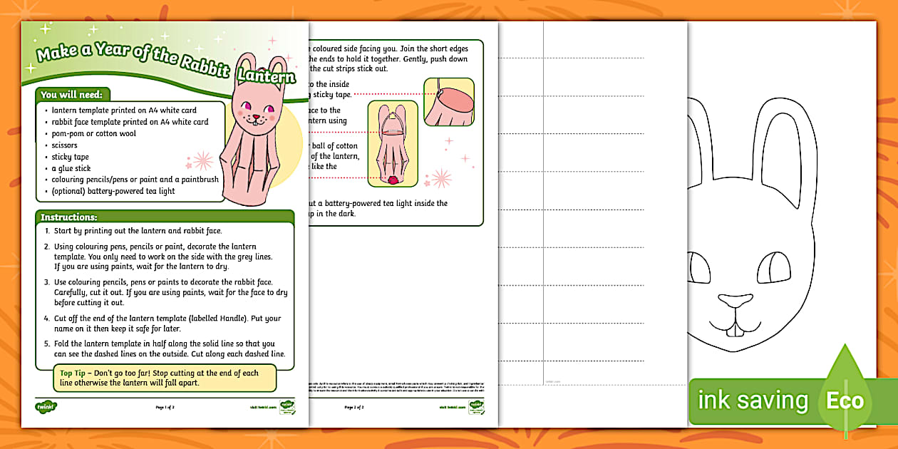 Year of the Rabbit Lantern Craft Activity (teacher made)