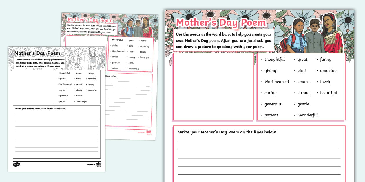 Mother's Day Poem Writing Template - Twinkl