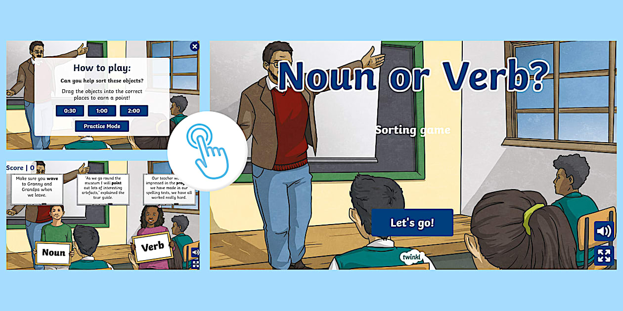 KS2 Noun or Verb? Interactive Sorting Game - Twinkl