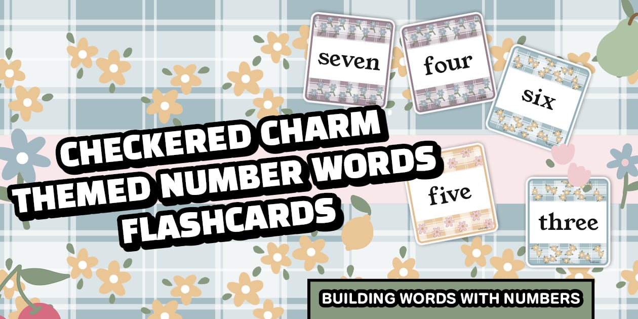 Checkered Charm Themed Number Words Flashcards