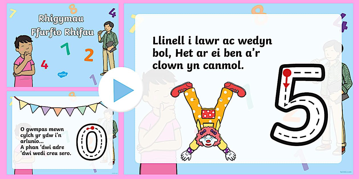 Pŵerbwynt Rhigymau Ffurfio Rhifau (Teacher-Made) - Twinkl