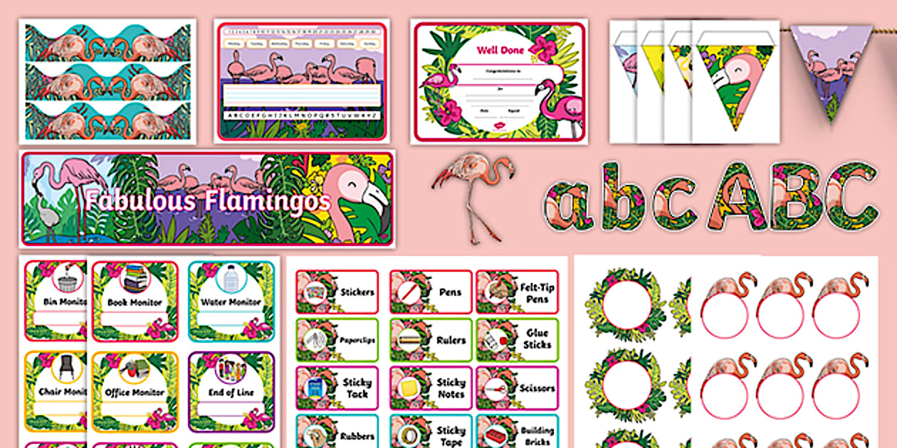 Tropical Flamingo Classroom Setup Resource Pack - Twinkl