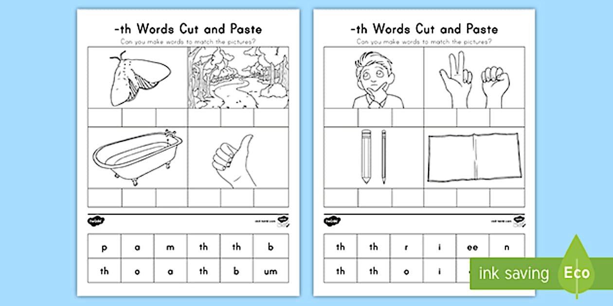 -th Digraphs Cut and Paste Worksheet - Twinkl