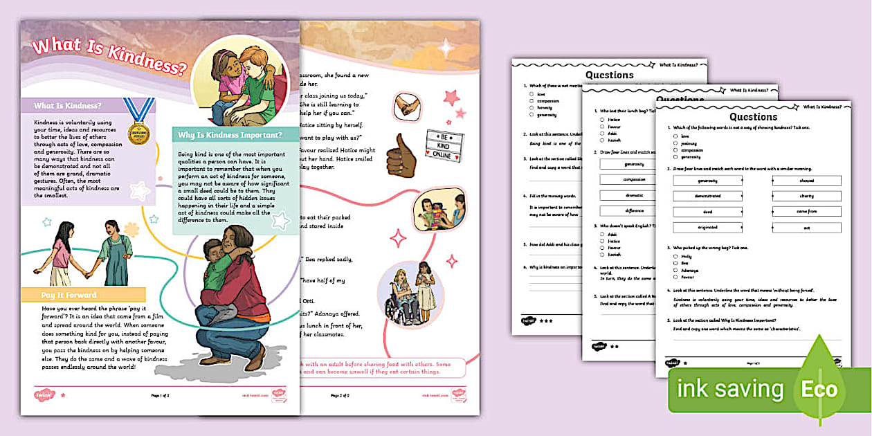 LKS2 What Is Kindness? Differentiated Comprehension Activity