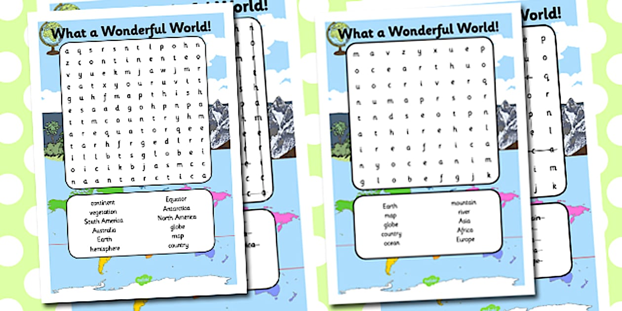 Black and White What a Wonderful World Word Search - Twinkl