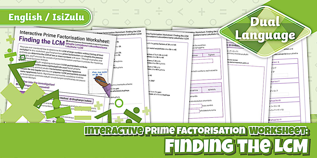 Grade 7 -Interactive Prime Factorisation: Finding the LCM