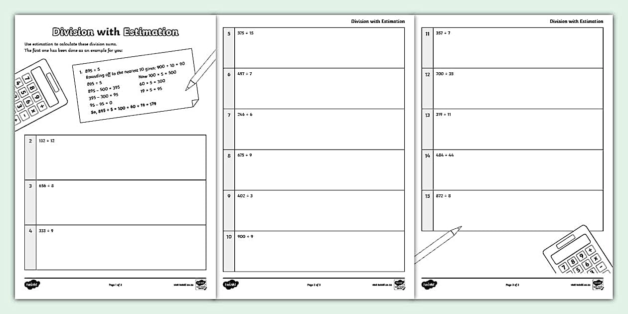 Division with Estimation - Activity Sheet (Teacher-Made)