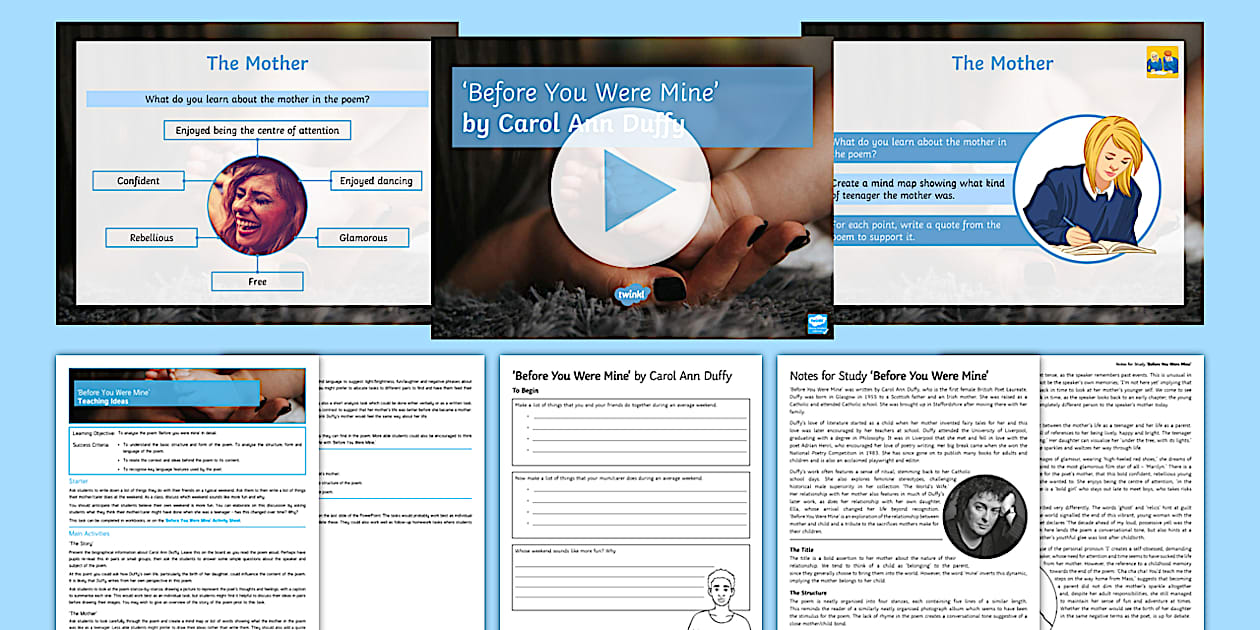 GCSE Poetry Lesson Pack to Support Teaching on 'Before You Were Mine ...