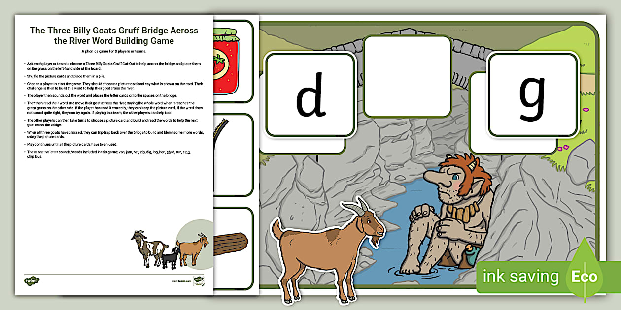 The Three Billy Goats Gruff Word Building Game | Twinkl