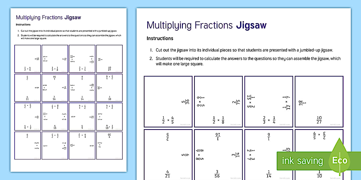 Multiplying Fractions Puzzle: Jigsaw | KS3 Maths | Beyond