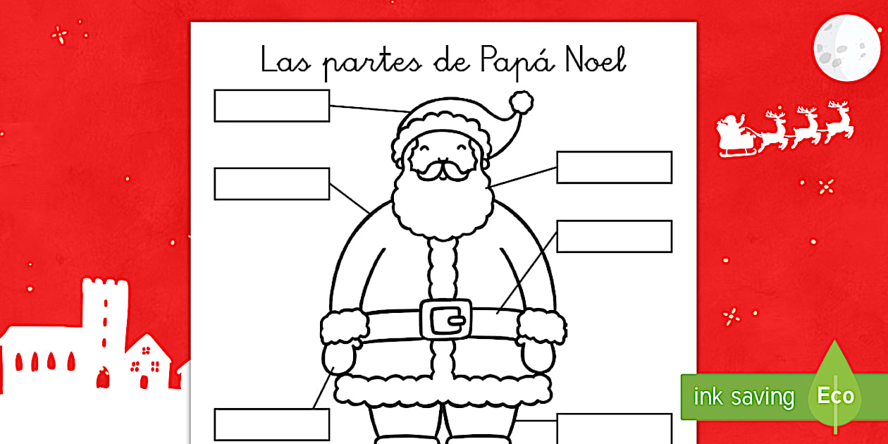Etiquetar las partes del cuerpo: Papá Noel | Twinkl